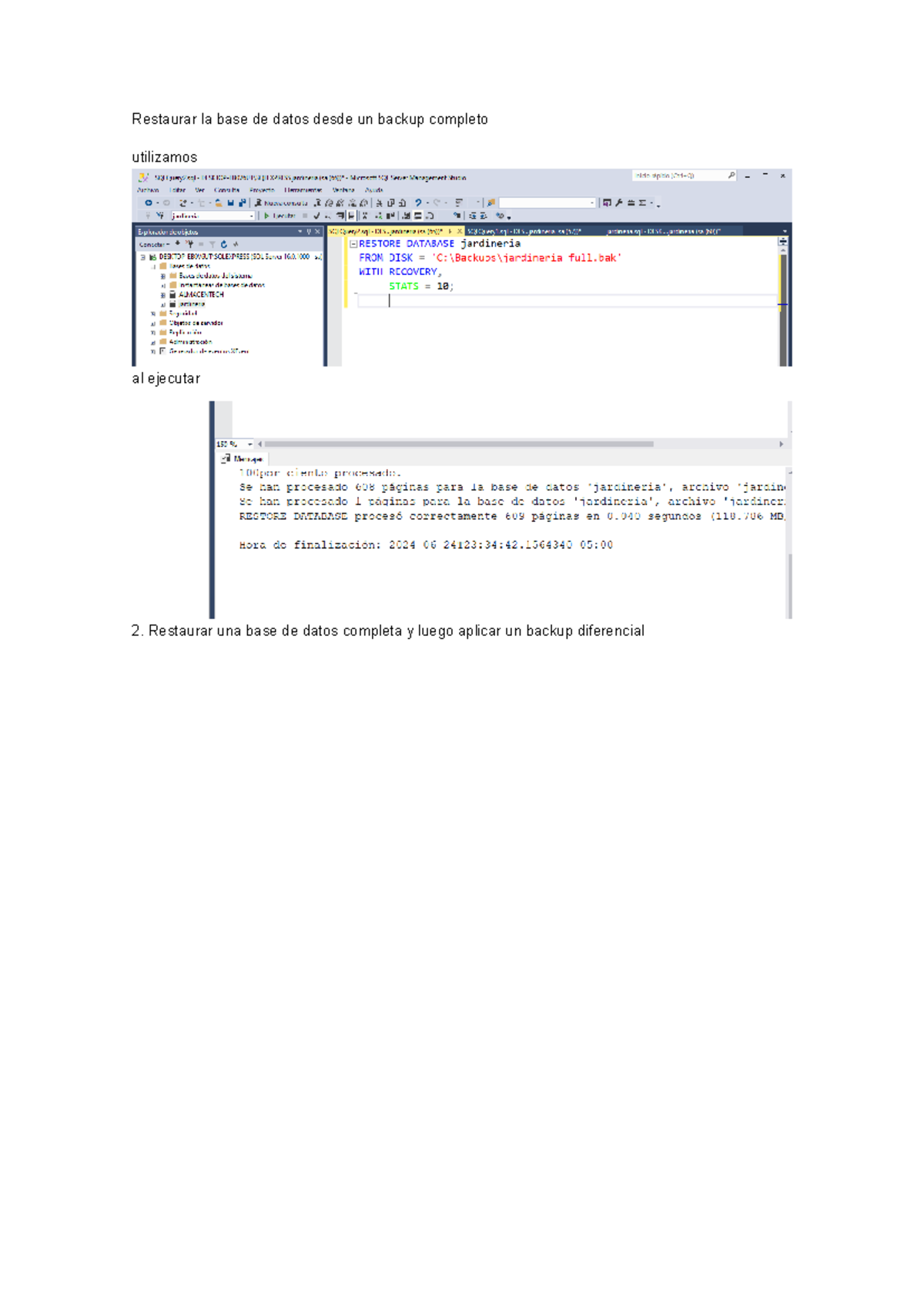 Restaurar la base de datos desde un backup completo - Restaurar la base ...