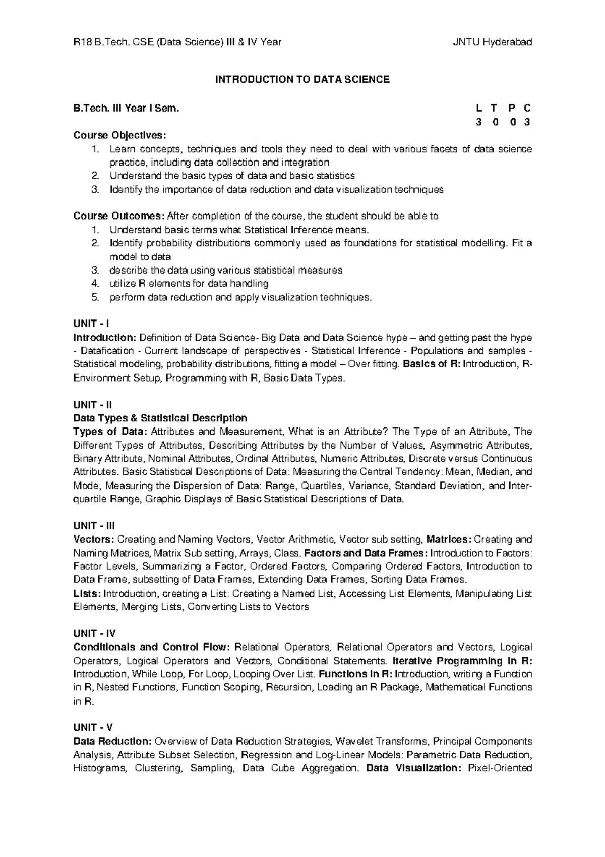 R18 CSD IDS Syllabus - good - R18 B. CSE (Data Science) III & IV Year ...