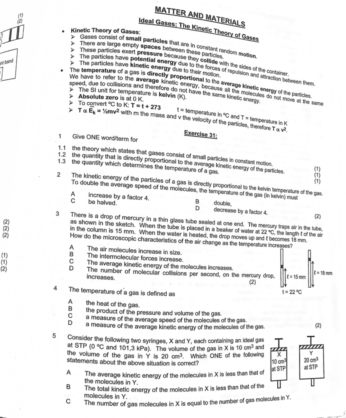 Grade 11 physics 2 - chem - MATTER AND (1) Ideal Gases: MATERIALS (2 ...