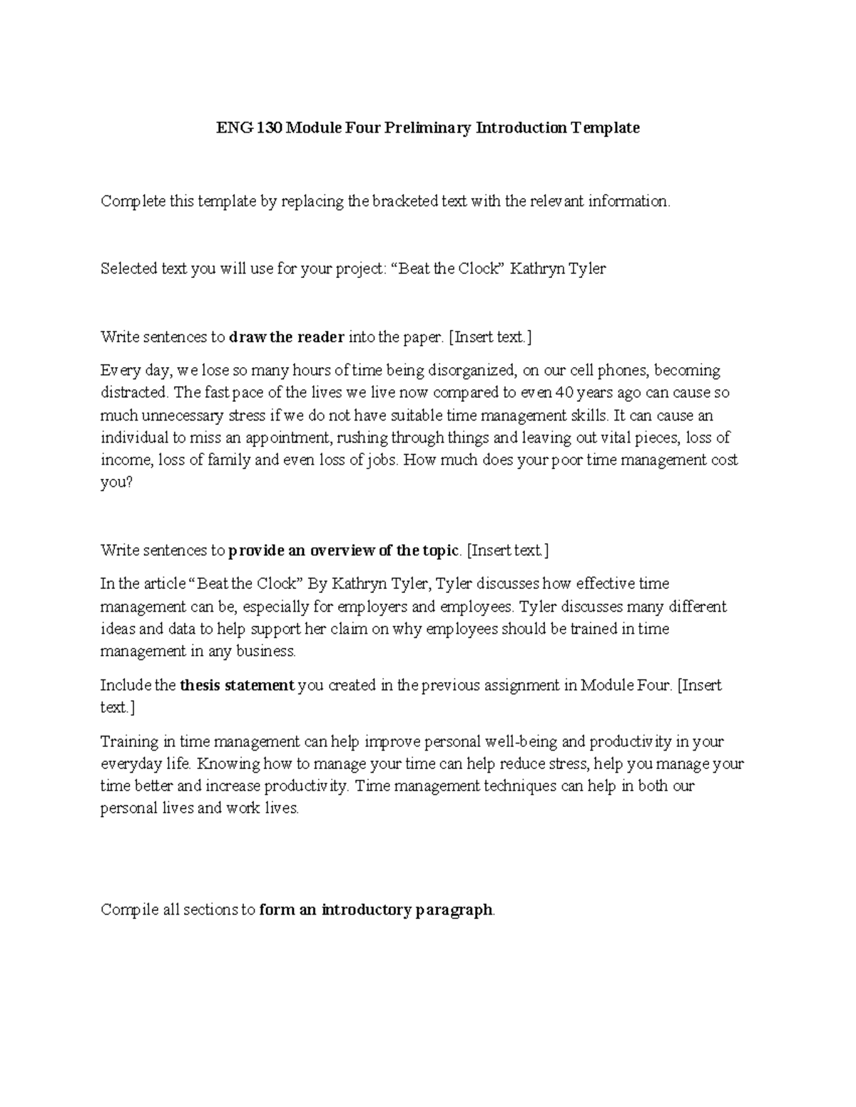 Document 4 - ENGLISH - ENG 130 Module Four Preliminary Introduction ...