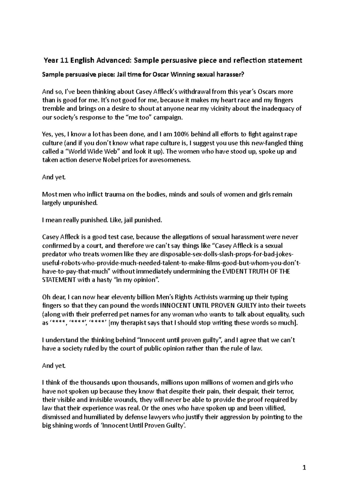 2021 11 Adv Reading to Write Sample Persuasive and Reflection (1) (3 ...