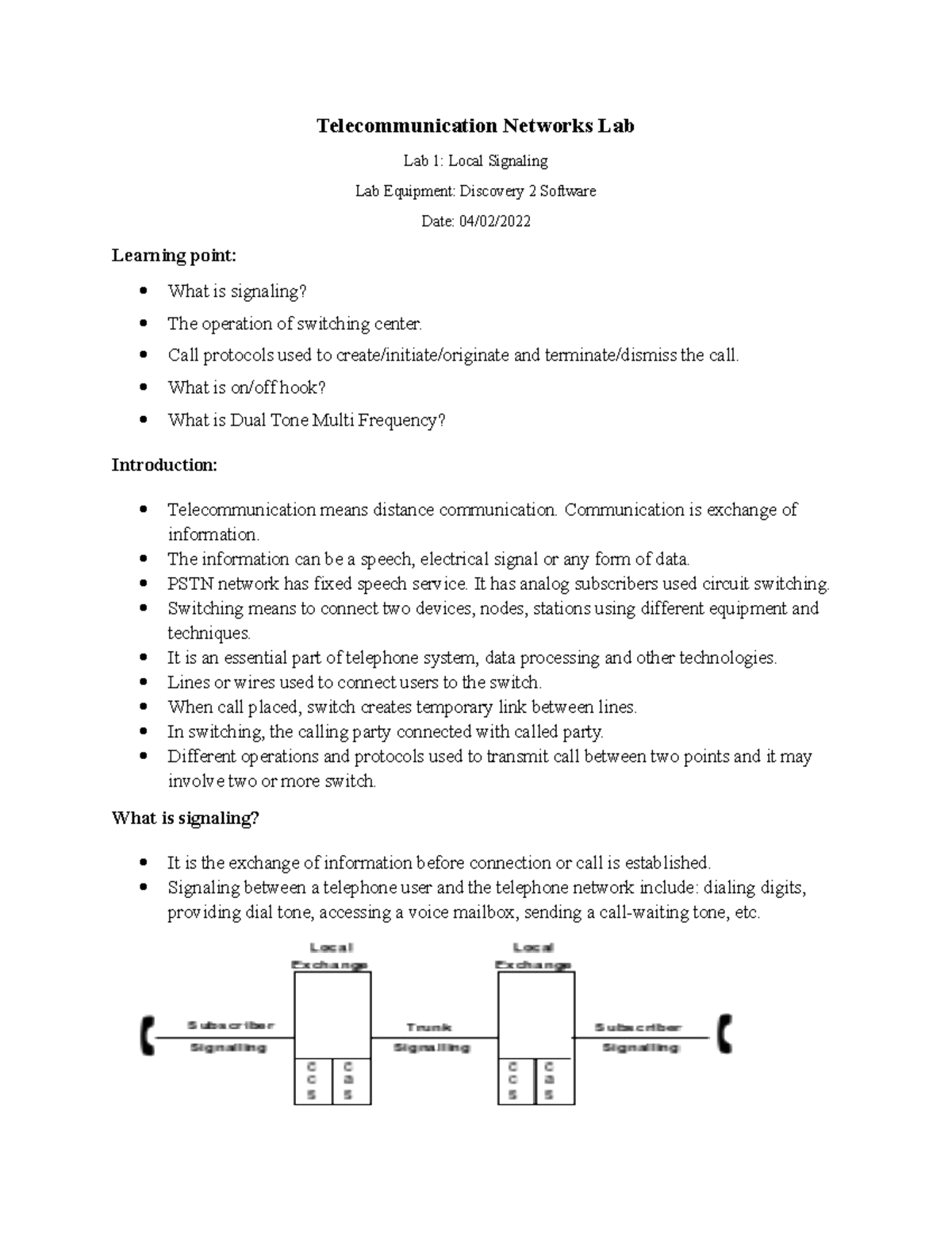 Telecom lab 1 - lab 1 manual - Telecommunication Networks Lab Lab 1 ...