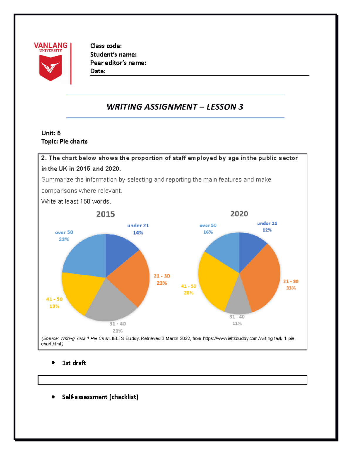 Pie-chart - av6 - Class code: Student’s name: Peer editor’s name: Date ...