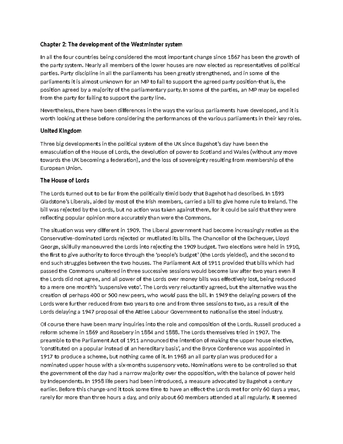 The development of the Westminster system - Nearly all members of the ...