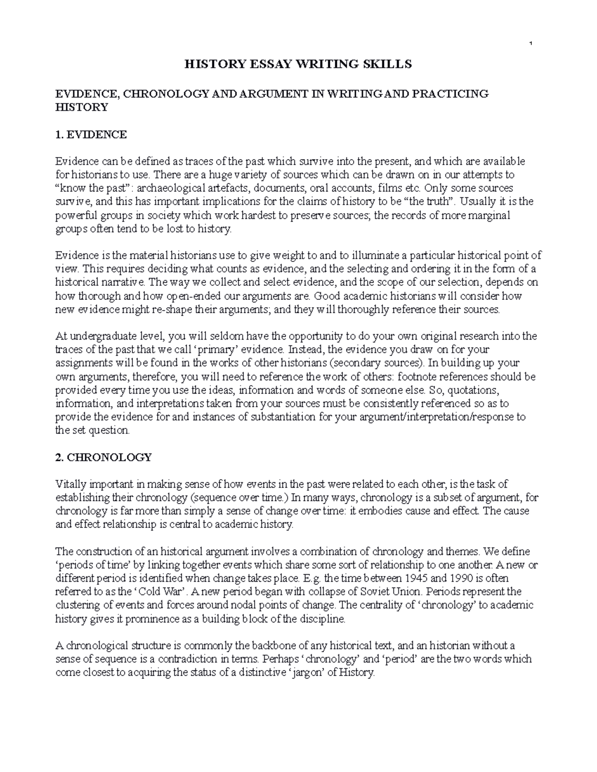 History Essay Writing Skills - HISTORY ESSAY WRITING SKILLS EVIDENCE ...
