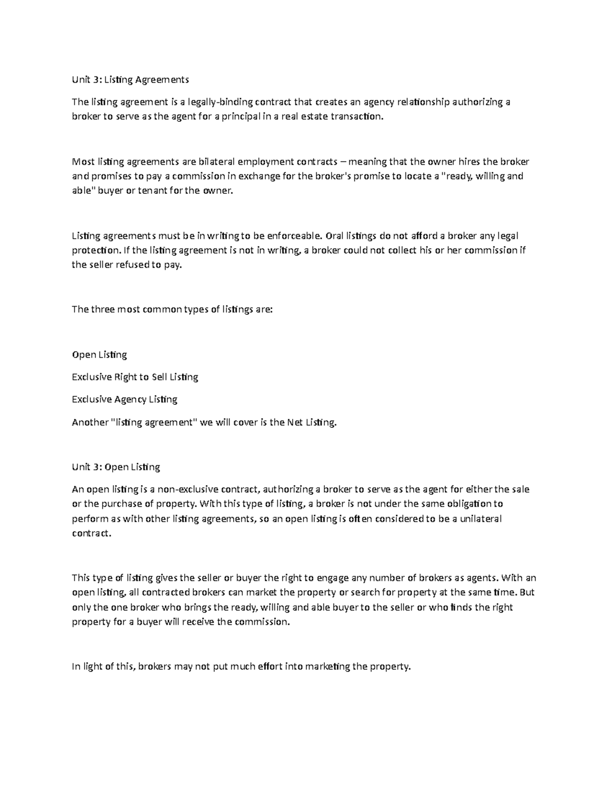 REAL Estate National Brokerage UNIT Three - Unit 3: Listing ...