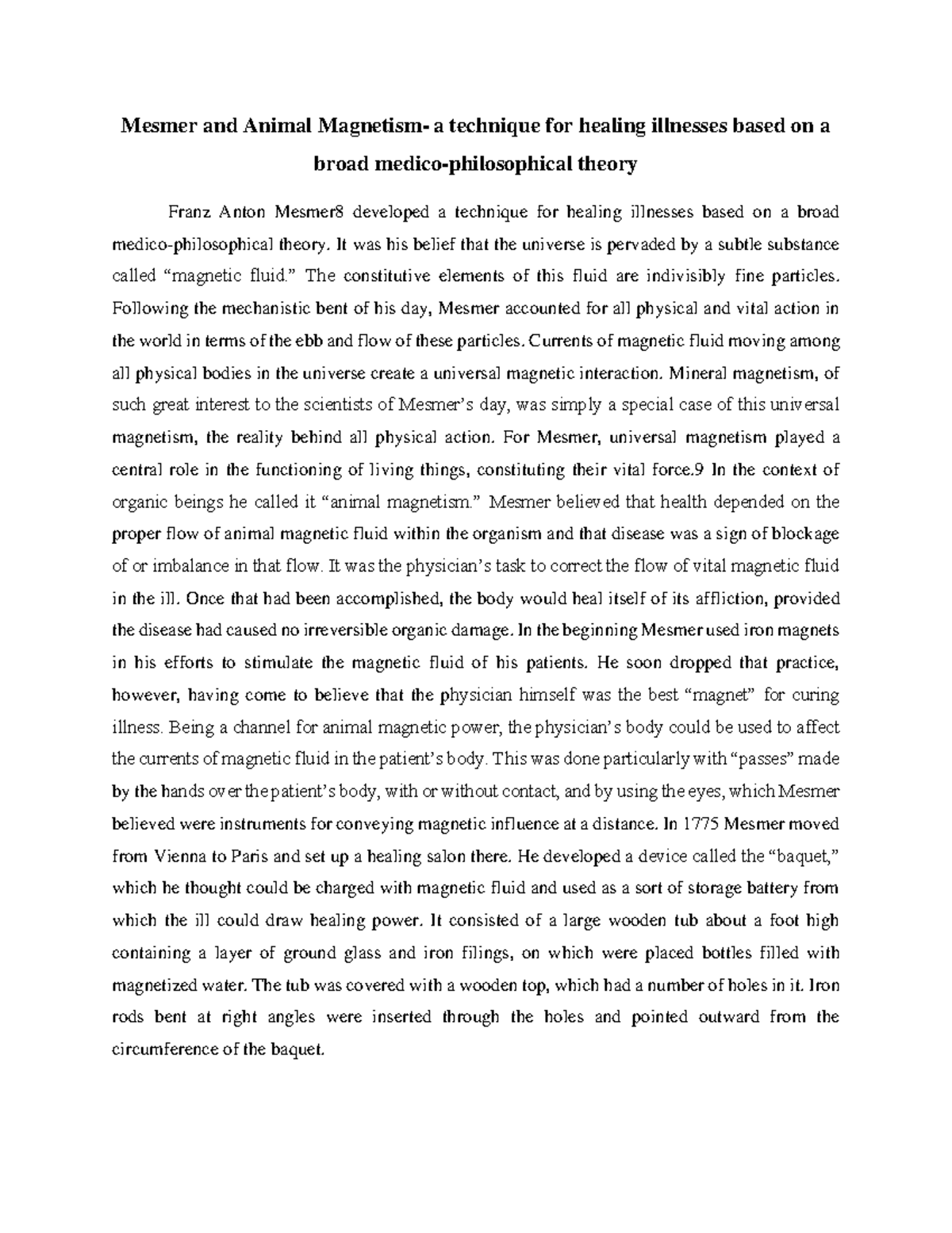 Magnetismo Animal Mesmer