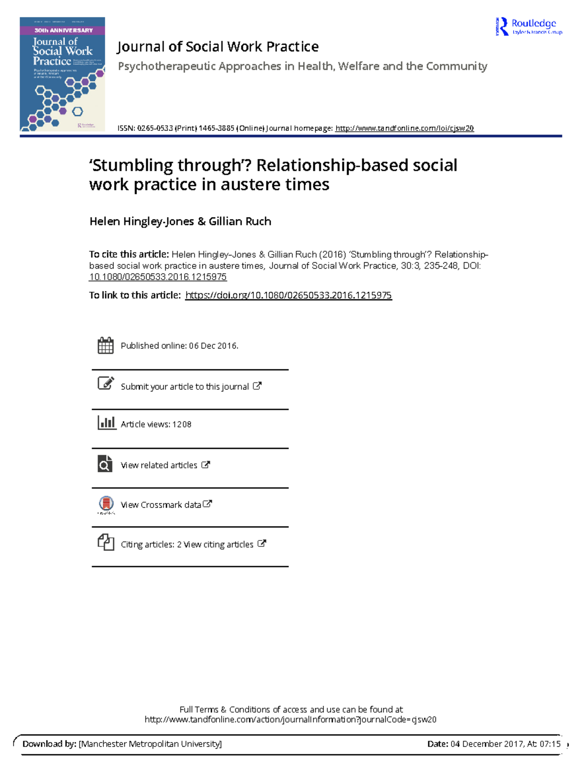 Relationship based practice article - Full Terms & Conditions of access ...