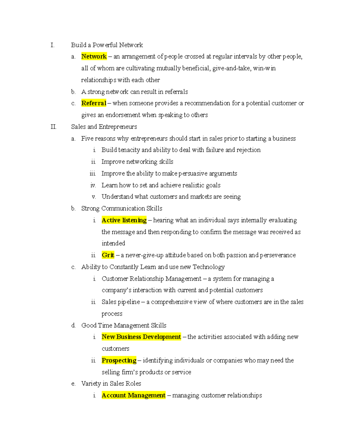 Book - notes - I. Build a Powerful Network a. Network – an arrangement ...