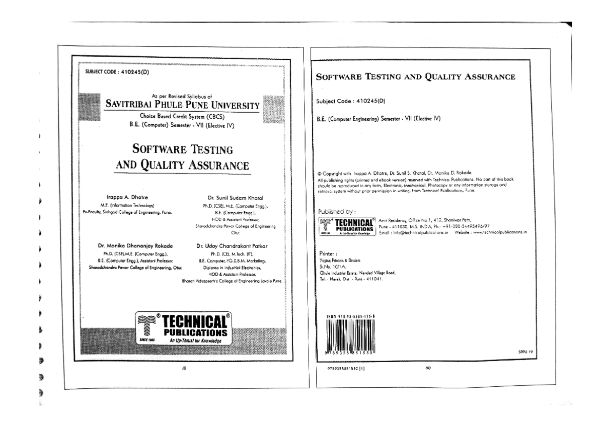 STQA Technical 2 units - STQA INSEM - SUBJECT CODE 410245(D) SOFTWARE ...
