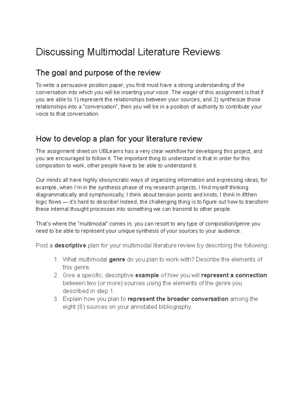 Discussing Multimodal Literature Reviews - The wager of this assignment ...