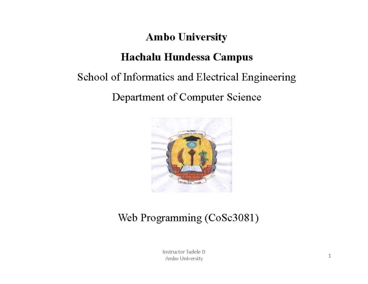 Web ch - 1 - Web Programming (CoSc3081) -course - Ambo University ...