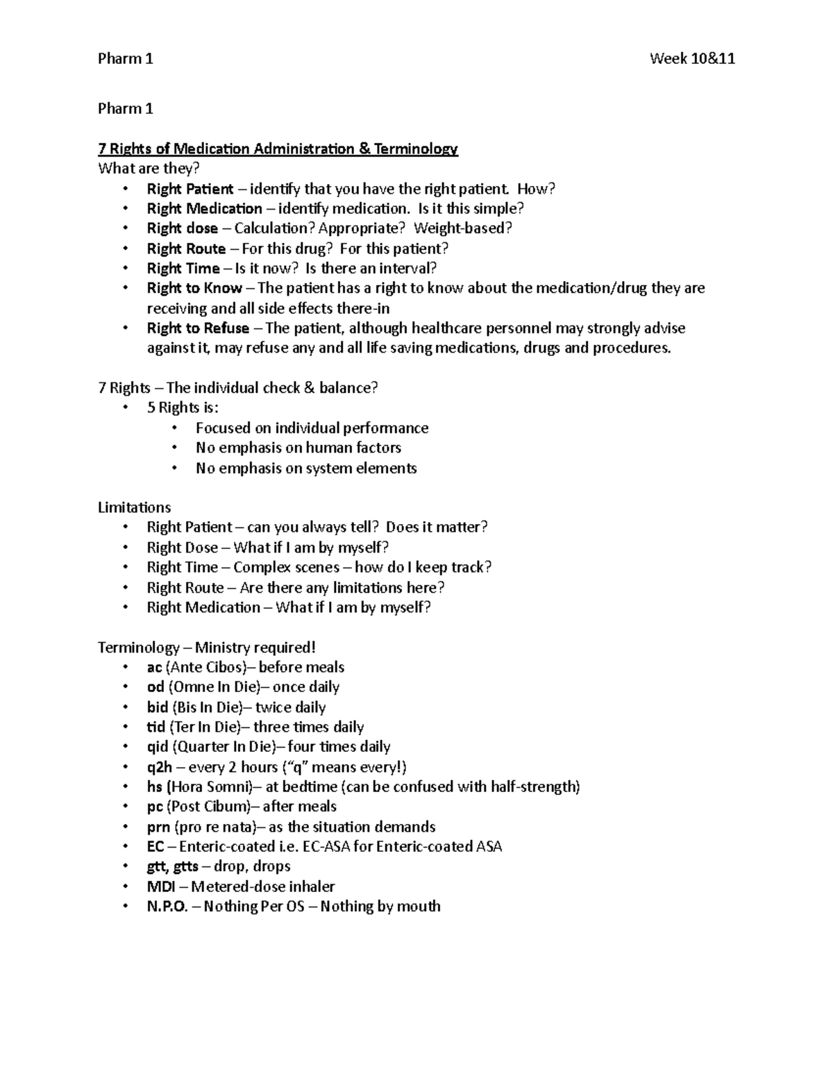 7 Rights of Medication Administration & Terminology What are they ...