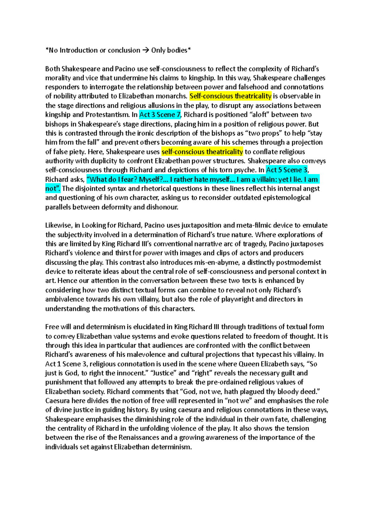 King Richard III/Looking for Richard Draft - No Introduction or ...