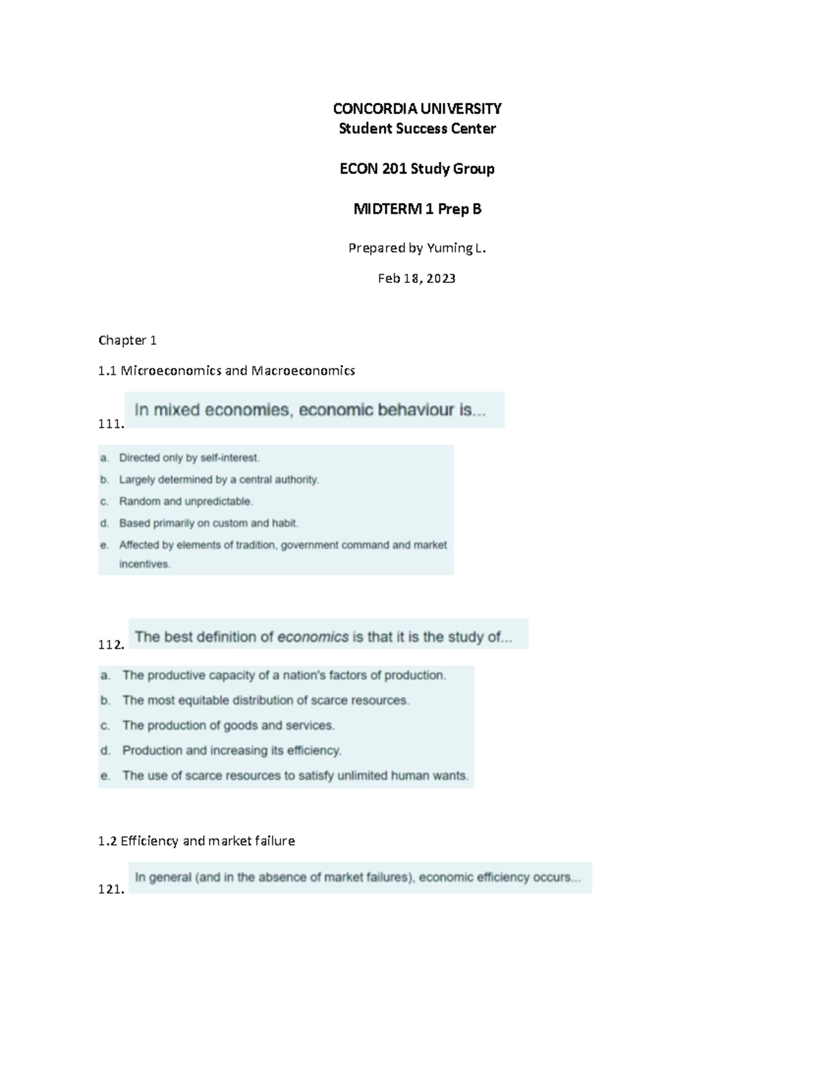 Midterm-1-Prep-B Without-Solution - CONCORDIA UNIVERSITY Student ...