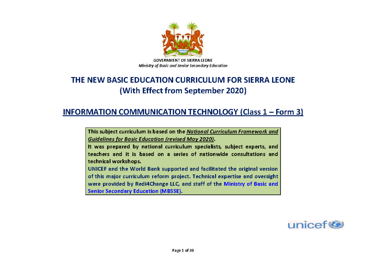 18 - This is a guide to lecture curriculum - GOVERNMENT OF SIERRA LEONE ...