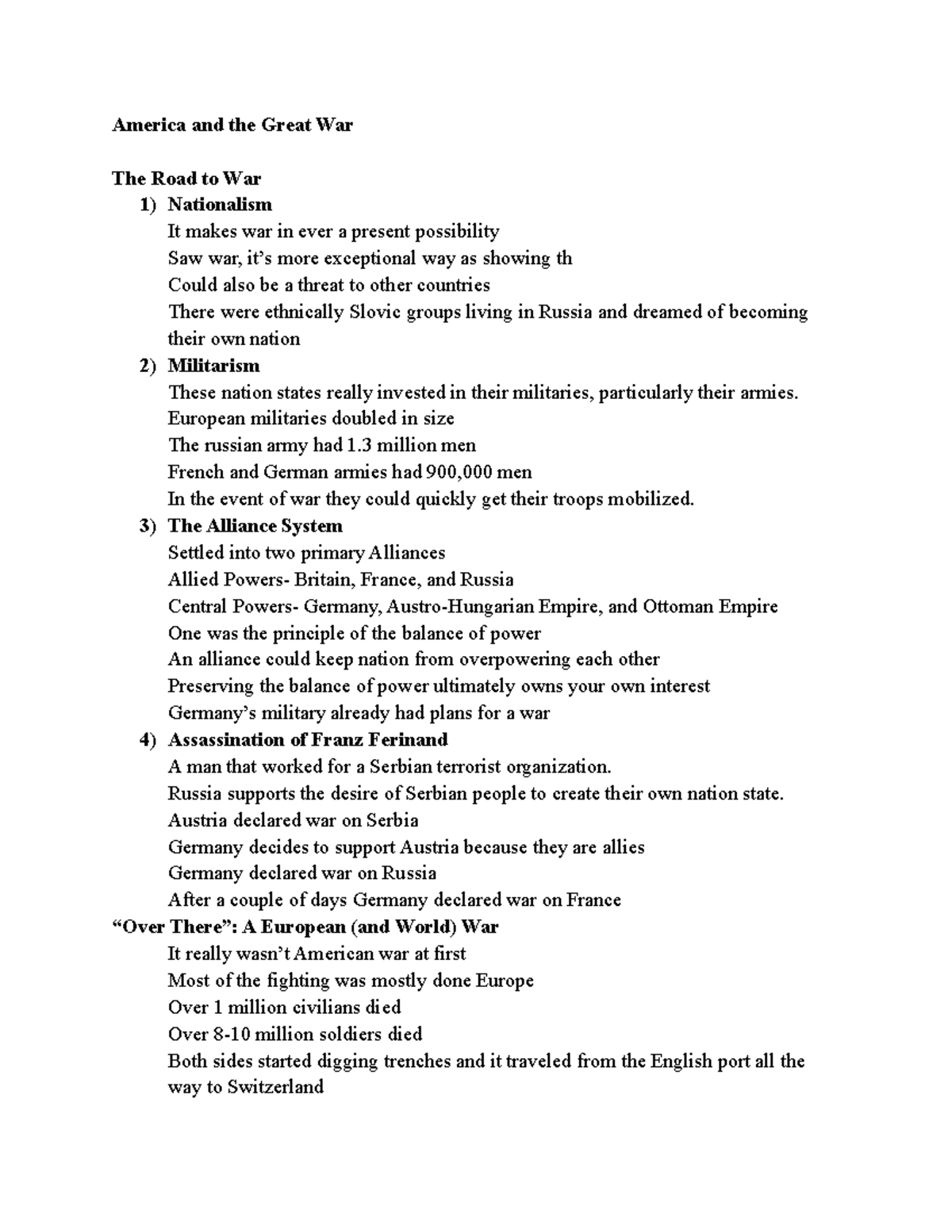 History 12: America and the Great War - America and the Great War The ...