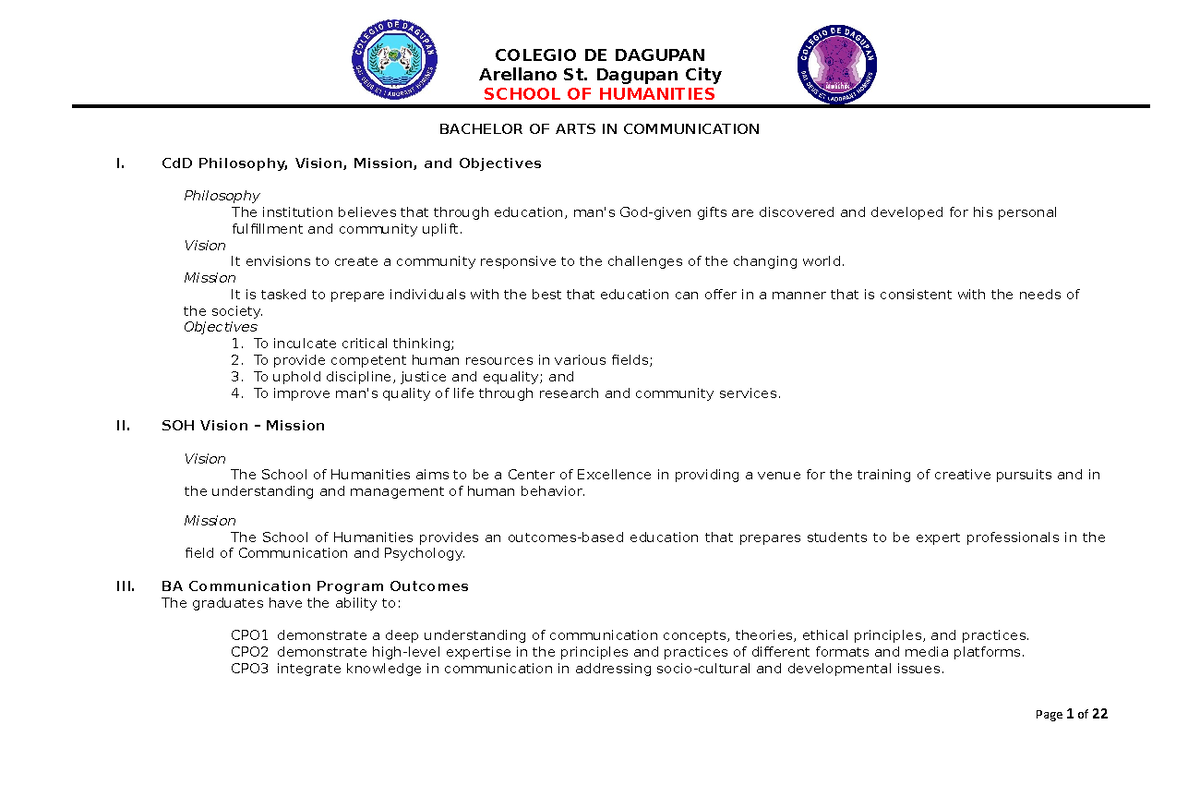 Development-Communication-Syllabus - Arellano St. Dagupan City SCHOOL ...