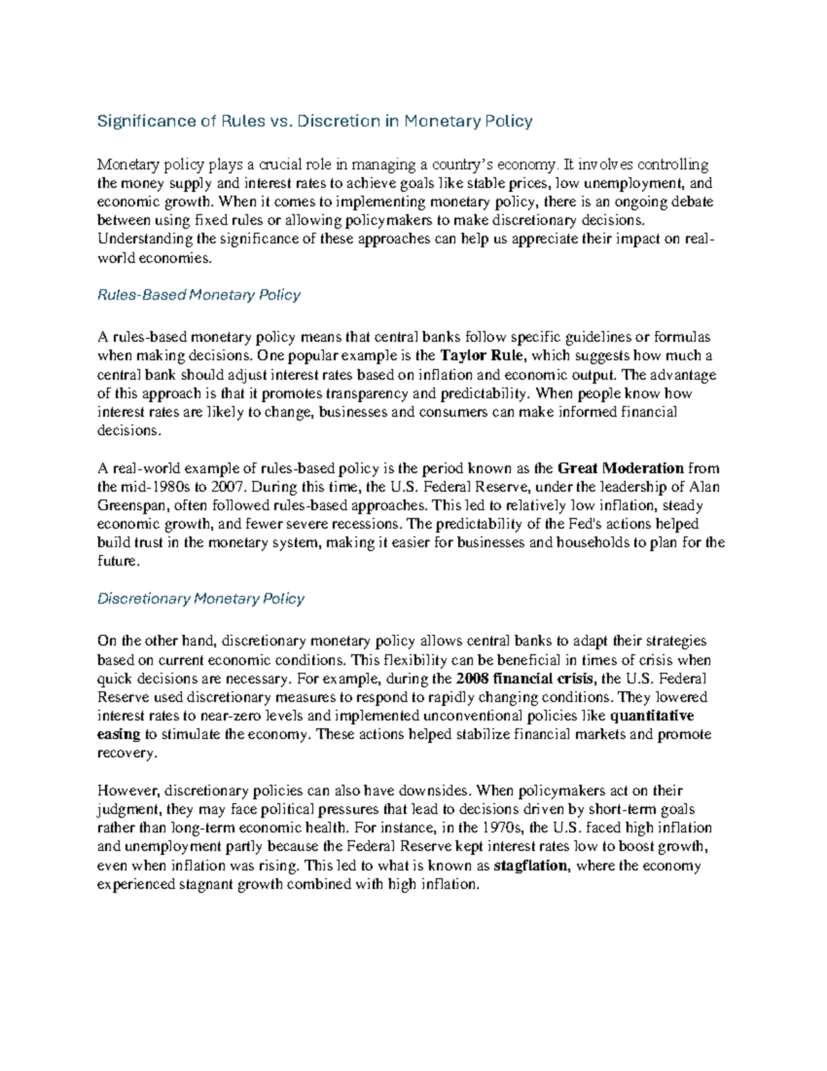 Rules vs discretion - good - Significance of Rules vs. Discretion in ...