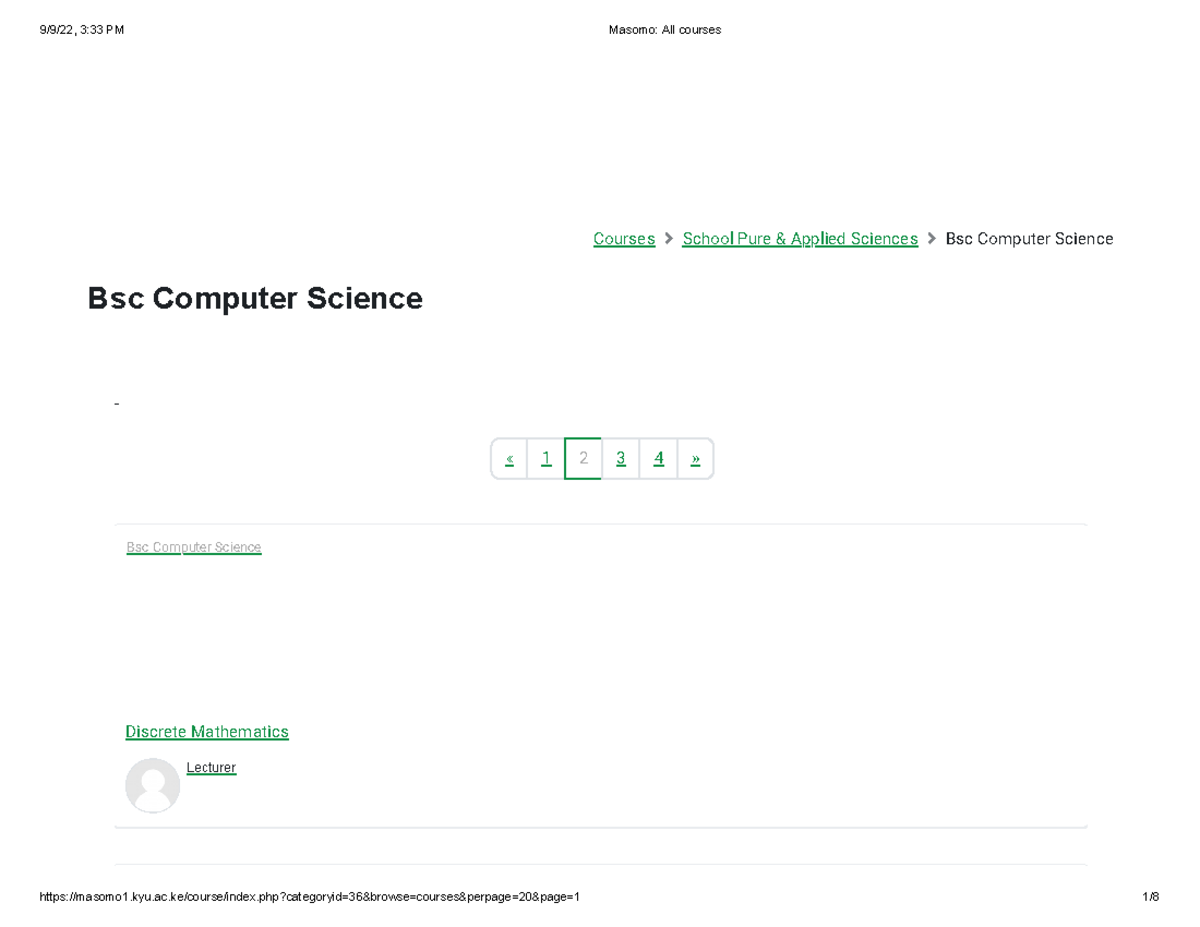 Masomo All courses 2 - GOOD - Courses School Pure & Applied Sciences ...