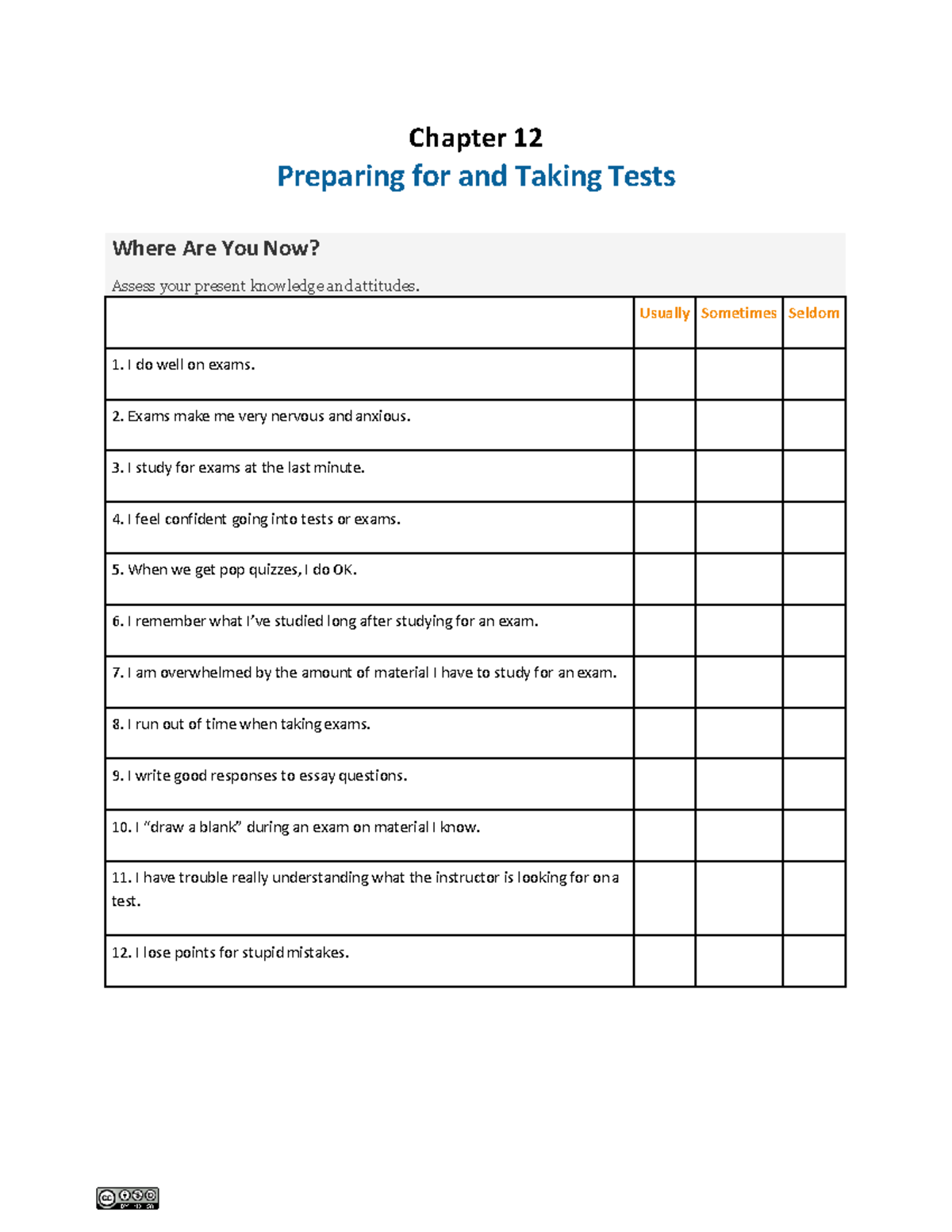 Electronic textbook - Chapter 12 - Chapter 12 Preparing for and Taking ...