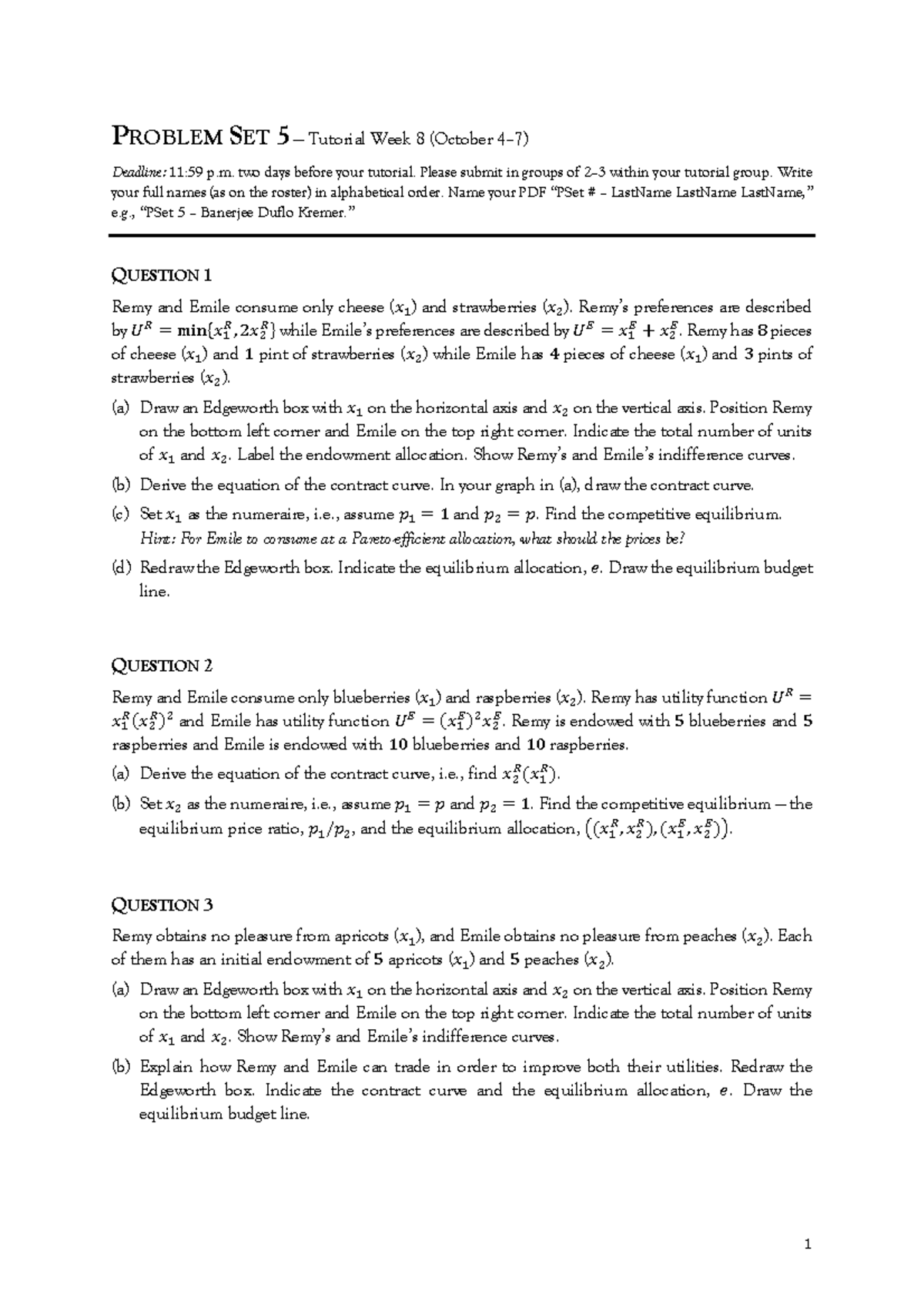 Problem Set 5- Lecture 4- Week 8 - EC2101 - NUS - Studocu