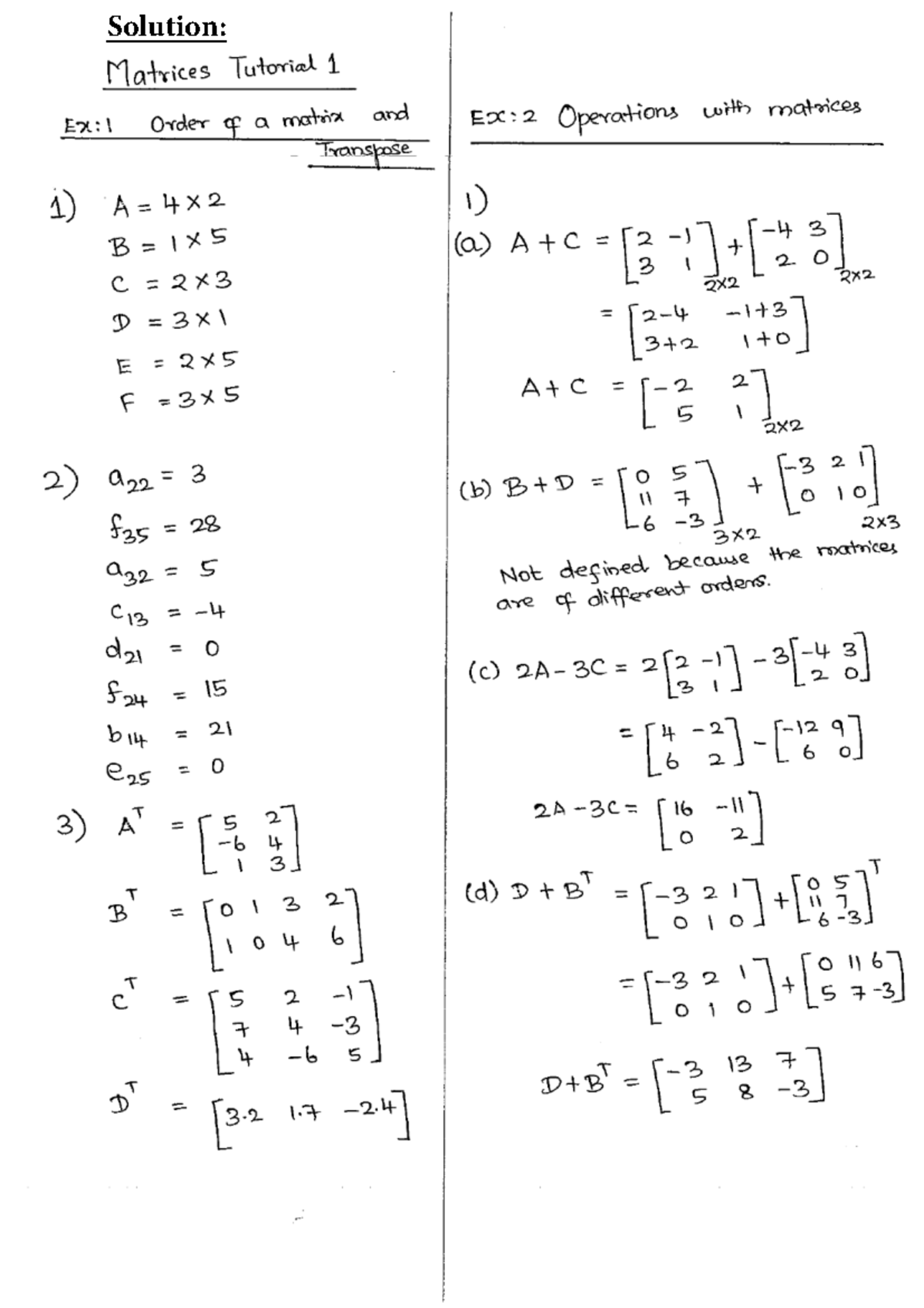 Tutorial 1 Matrices solution - MTH10013 - Solution: - Studocu