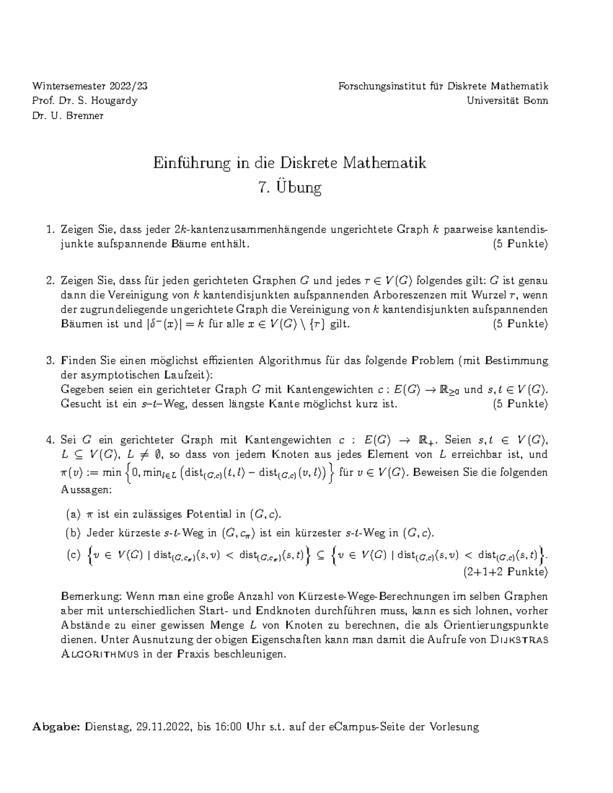 07 Präsenzblatt- Einführung in die Diskrete Mathematik - Wintersemester ...