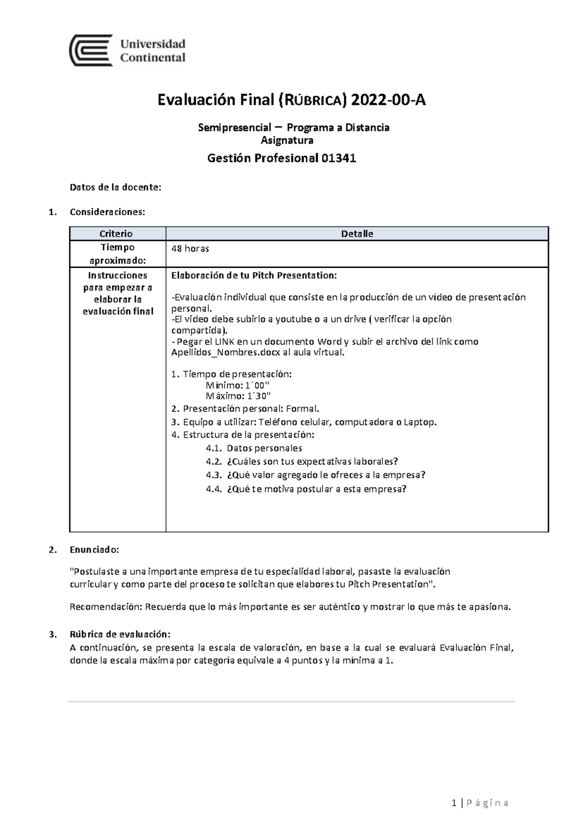 Plantilla Prueba rúbrica - 1 | P á g i n a Evaluación Final (RÚBRICA) 2022 - 00 -A ...