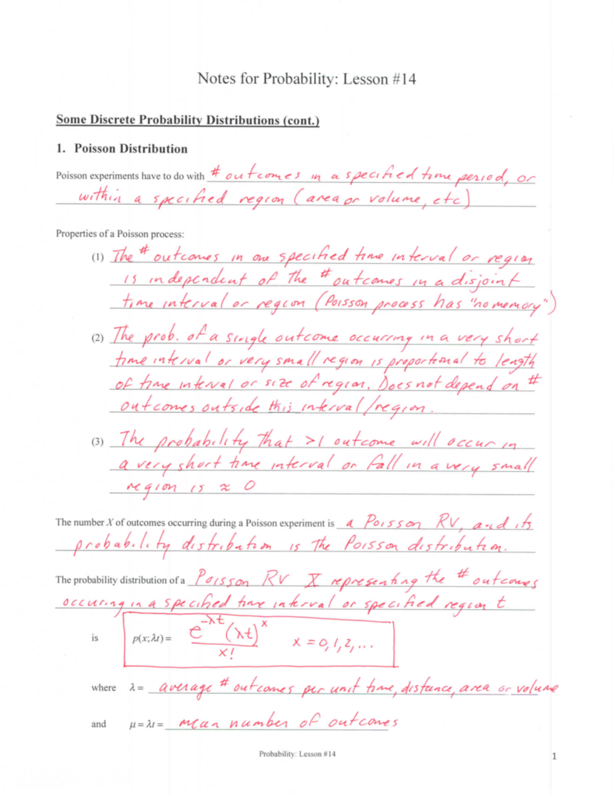 Probability-Lesson-14-Filled In - Notes for Probability: Lesson 14 Some ...