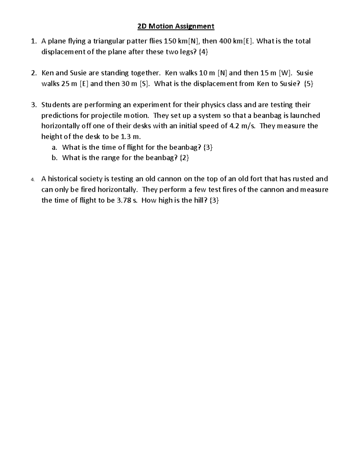 2D Motion Assignment - What is the total displacement of the plane ...