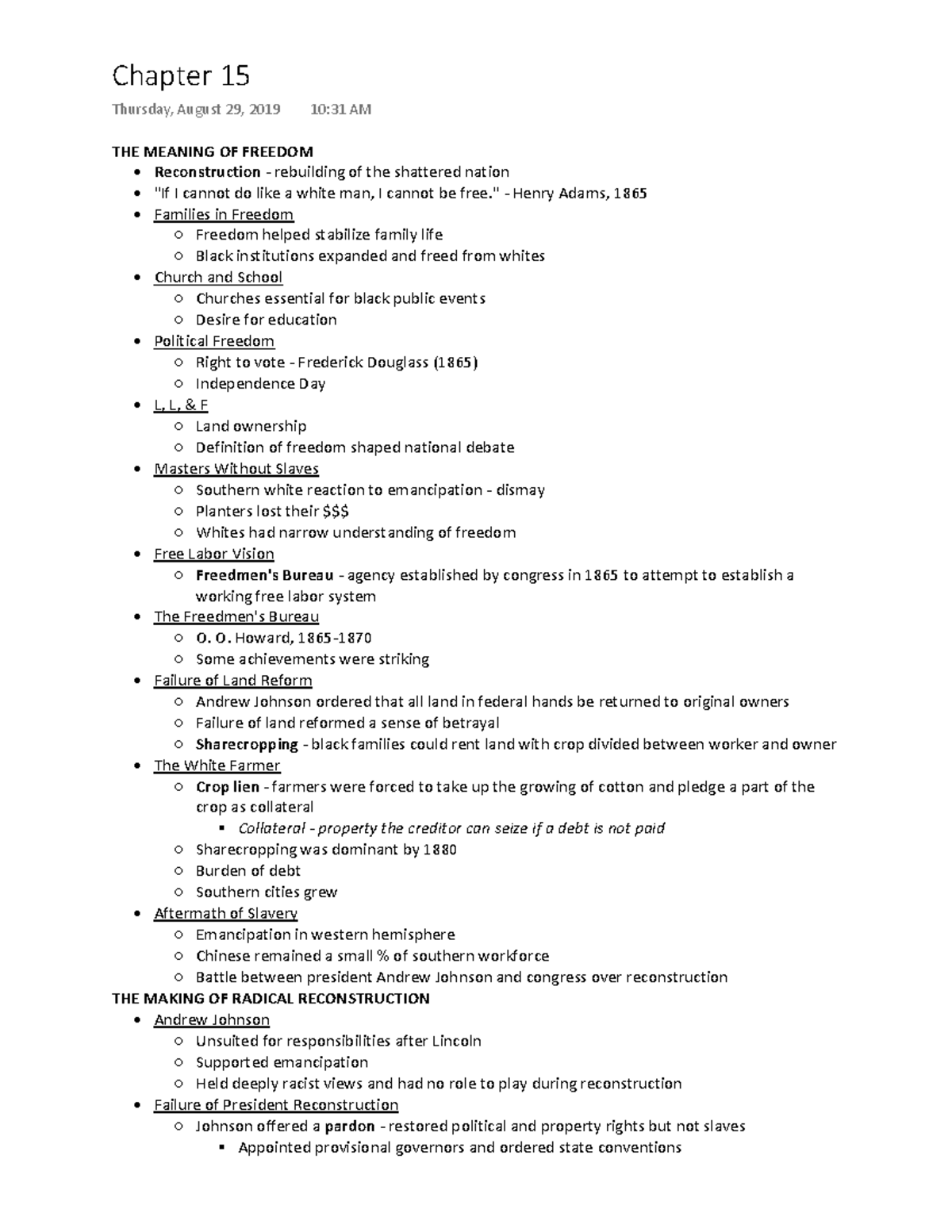 Chapter 15 Notes - d, D E/E' K& &Z KD ͻ ZĞĐŽŶƐƚƌƵĐƚŝŽŶͲ - Studocu