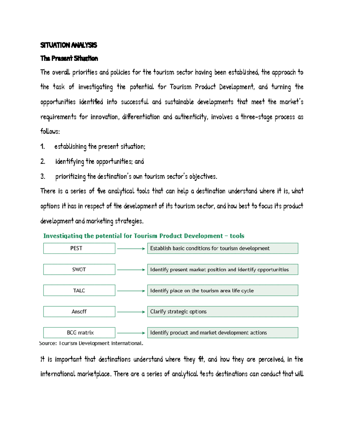 Situation Analysis - SITUATION ANALYSIS The Present Situation The overa ...