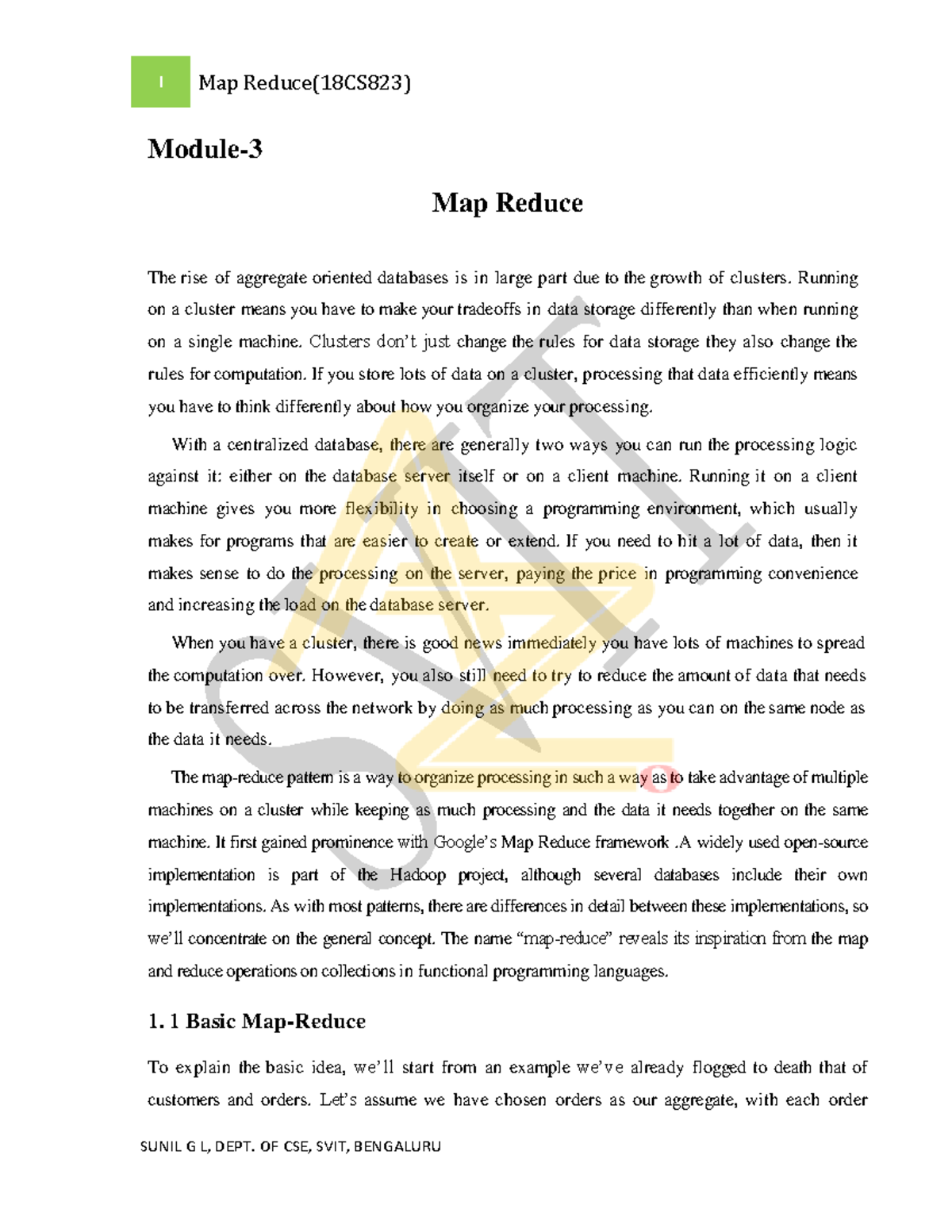Nosql Mod2@Az Documents - Module- Map Reduce The rise of aggregate oriented databases is in ...