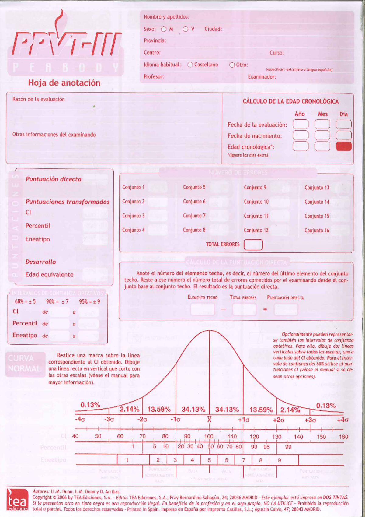 PPVT III Hoja de anotación - Procesos pedagóxicos dinámicas e ...