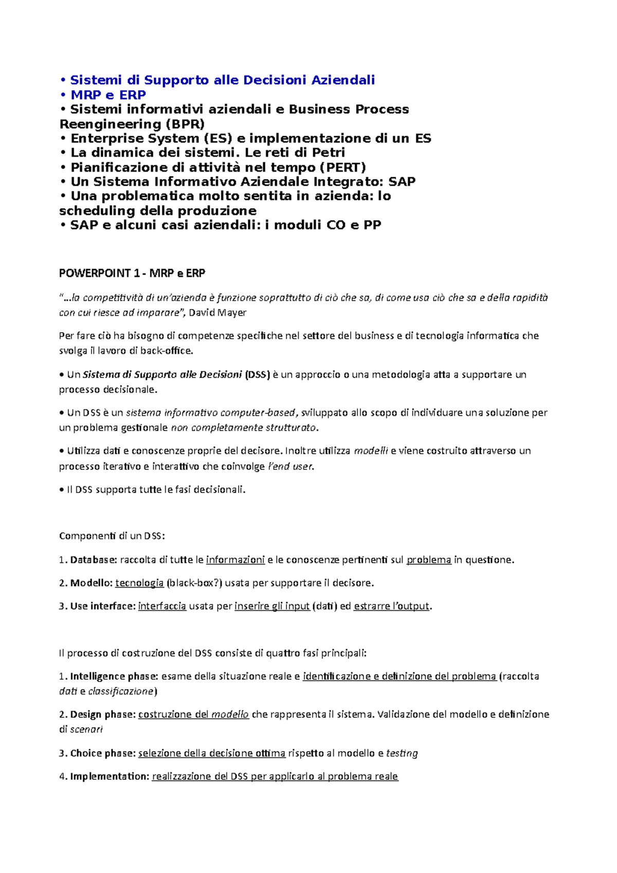 Riassunto Slide SSDA 2 - Appunti tutte le lezioni - • Sistemi di ...