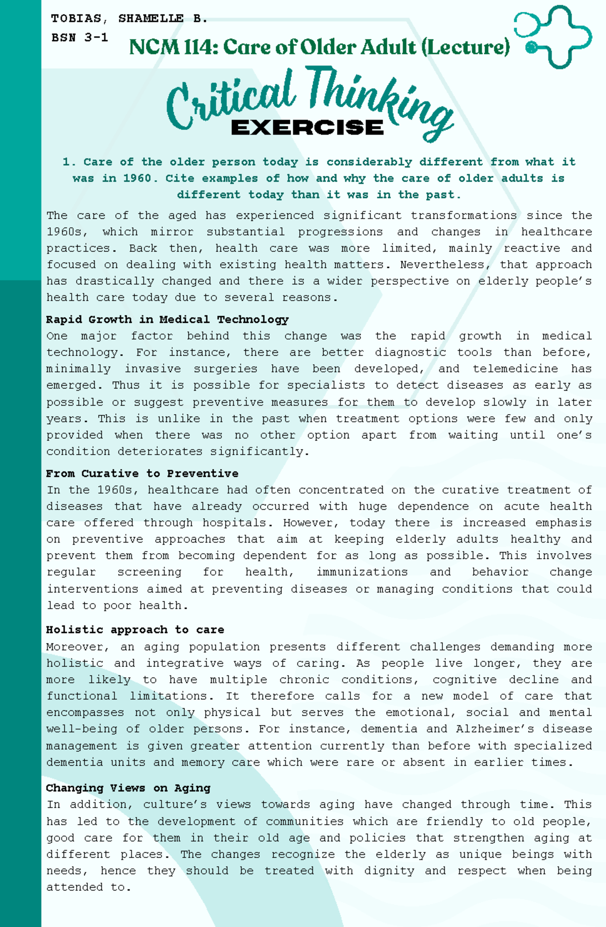 Critical Thinking Exercise colored - C ri tic al Think in g EXERCISE 1 ...