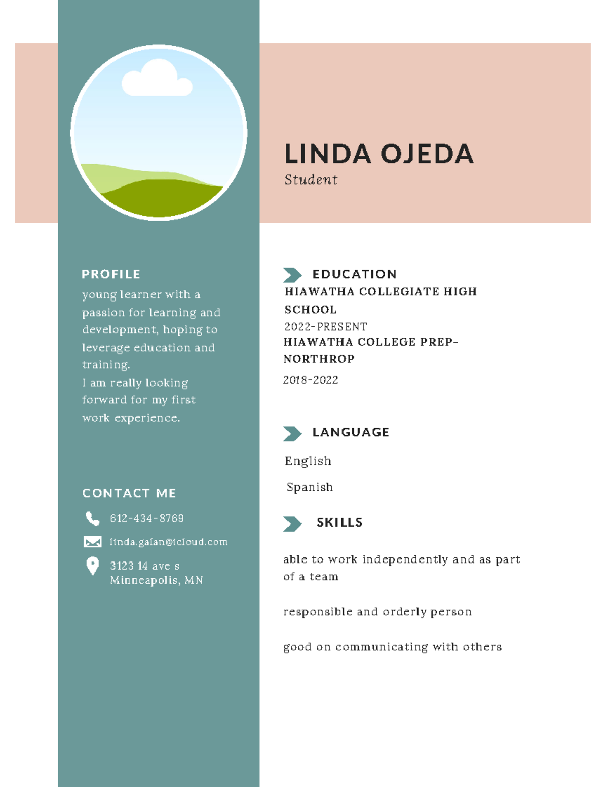 White Simple Student CV Resume - P R O F I L E young learner with a ...
