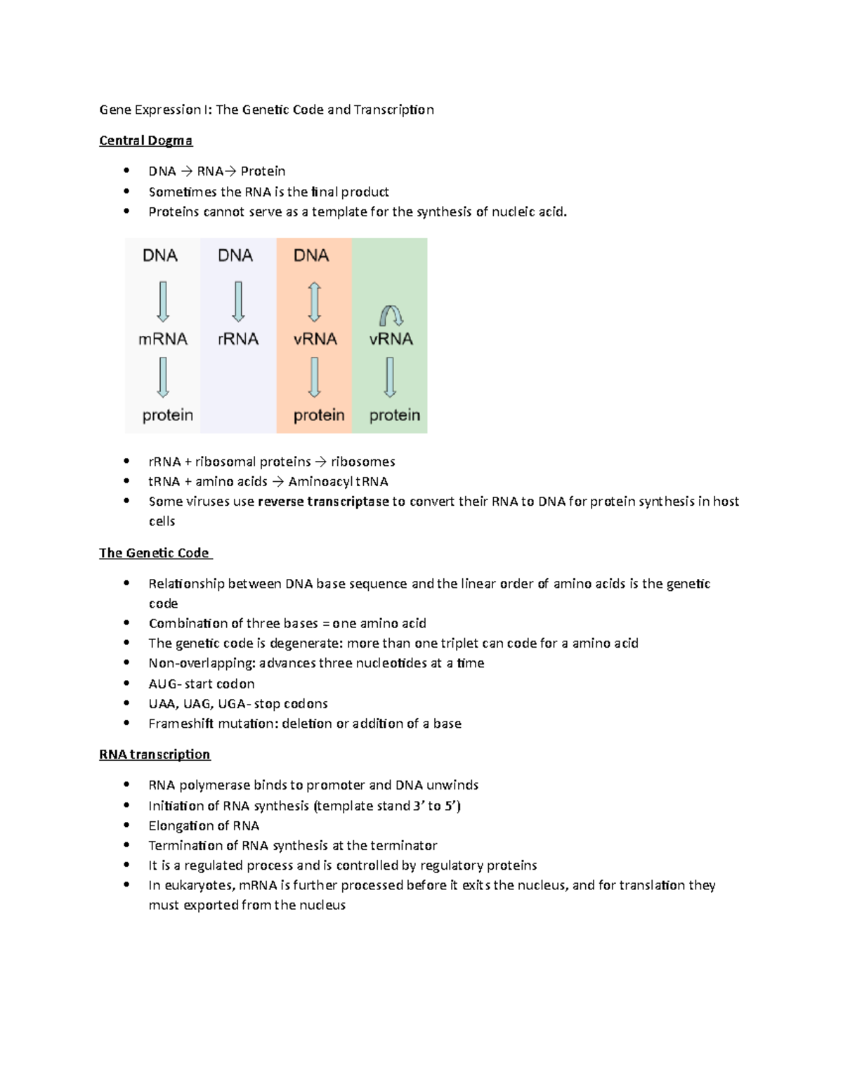 Gene Expression I - Lecture notes 11 - Gene Expression I: The Genetic ...