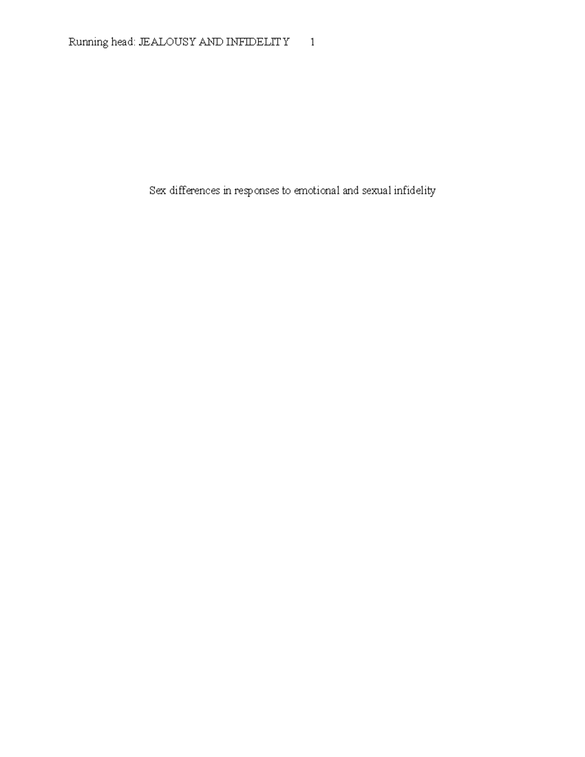 Social psych A2 - Running head: JEALOUSY AND INFIDELITY 1 Sex ...