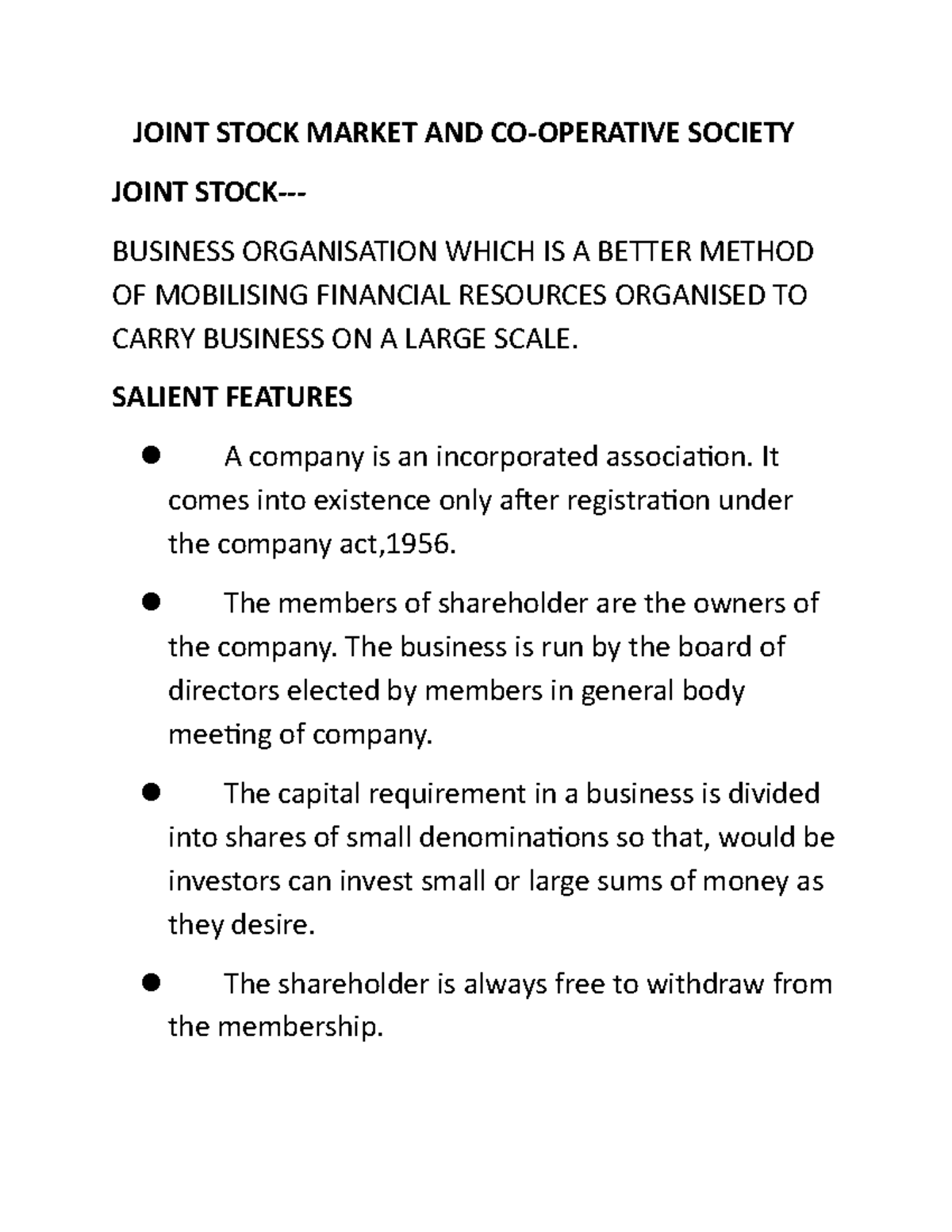 Joint Stock Market AND CO - JOINT STOCK MARKET AND SOCIETY JOINT ...