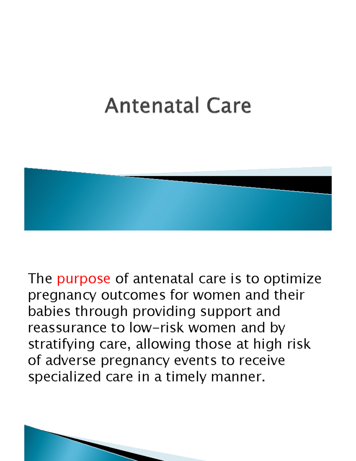 Antenatal care - Routine antenatal care describes the standard schedule ...