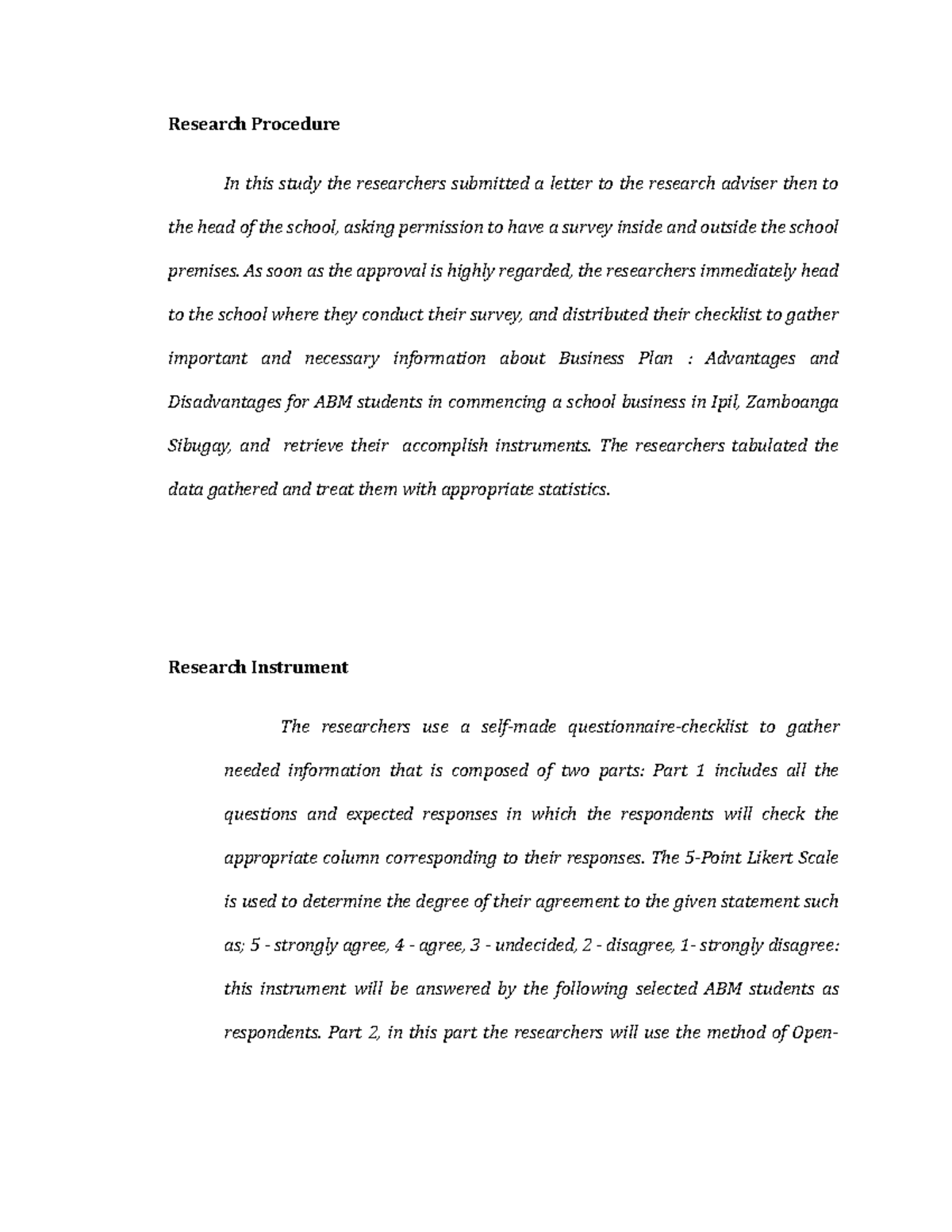 Research Procedure & Research Instrument - Research Procedure In This 