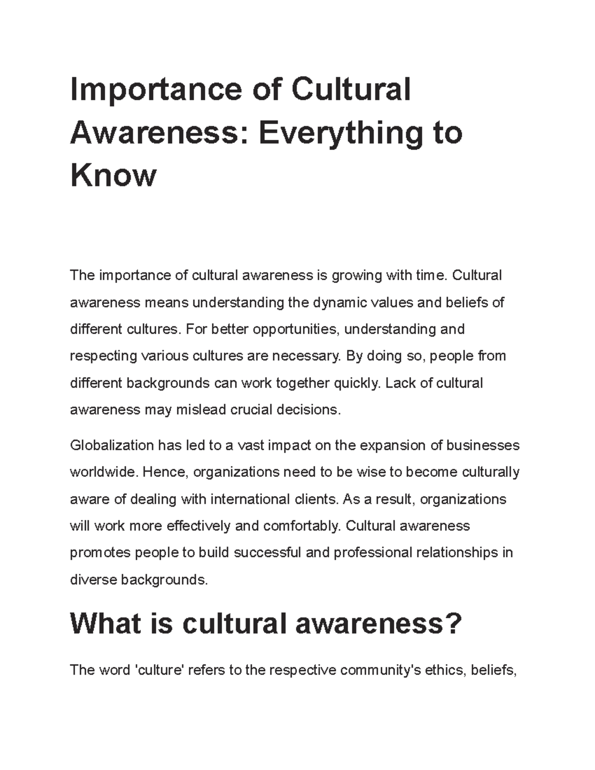 Importance of Cultural Awareness Everything to Know - Importance of ...