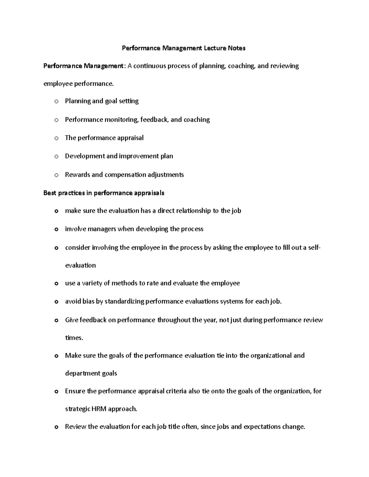 Lecture 7 notes - Performance Management Lecture Notes Performance ...