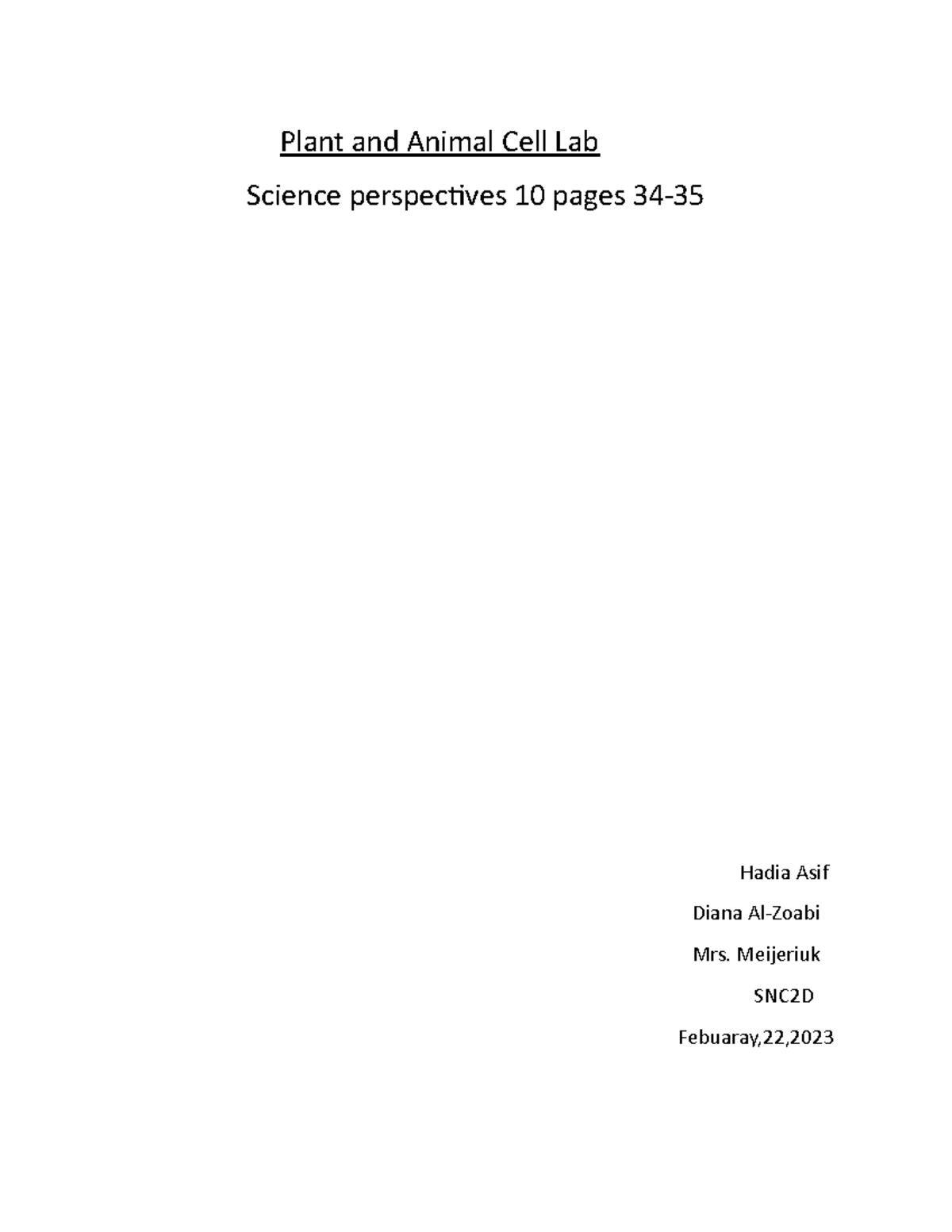 Plant and Animal Cell Lab - Plant and Animal Cell Lab Science ...