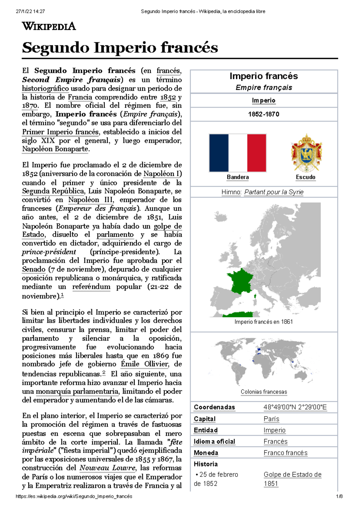 Segundo Imperio francés - Wikipedia, la enciclopedia libre - Imperio ...