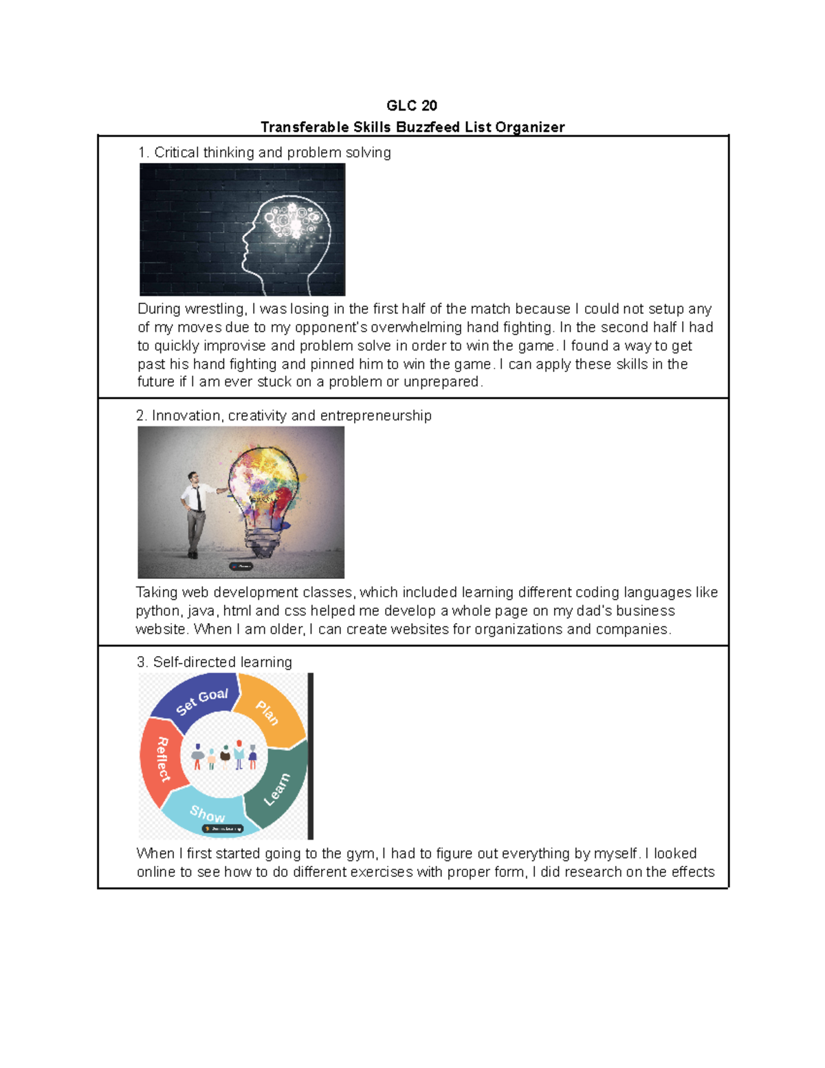 Copy of GLC20Transferable Skills Buzzfeed List Organizer - GLC 20 ...