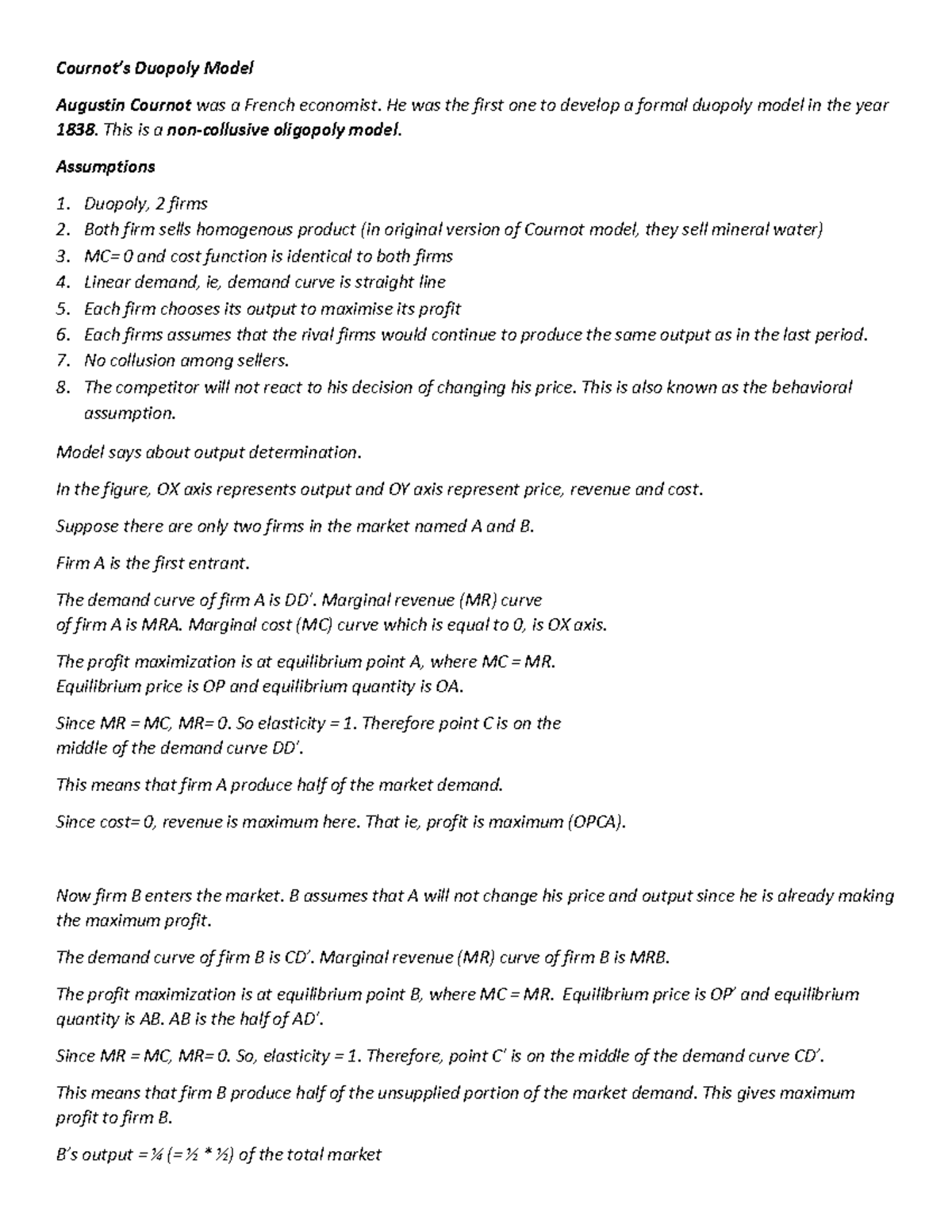 Cournot model - Cournot’s Duopoly Model Augustin Cournot was a French ...