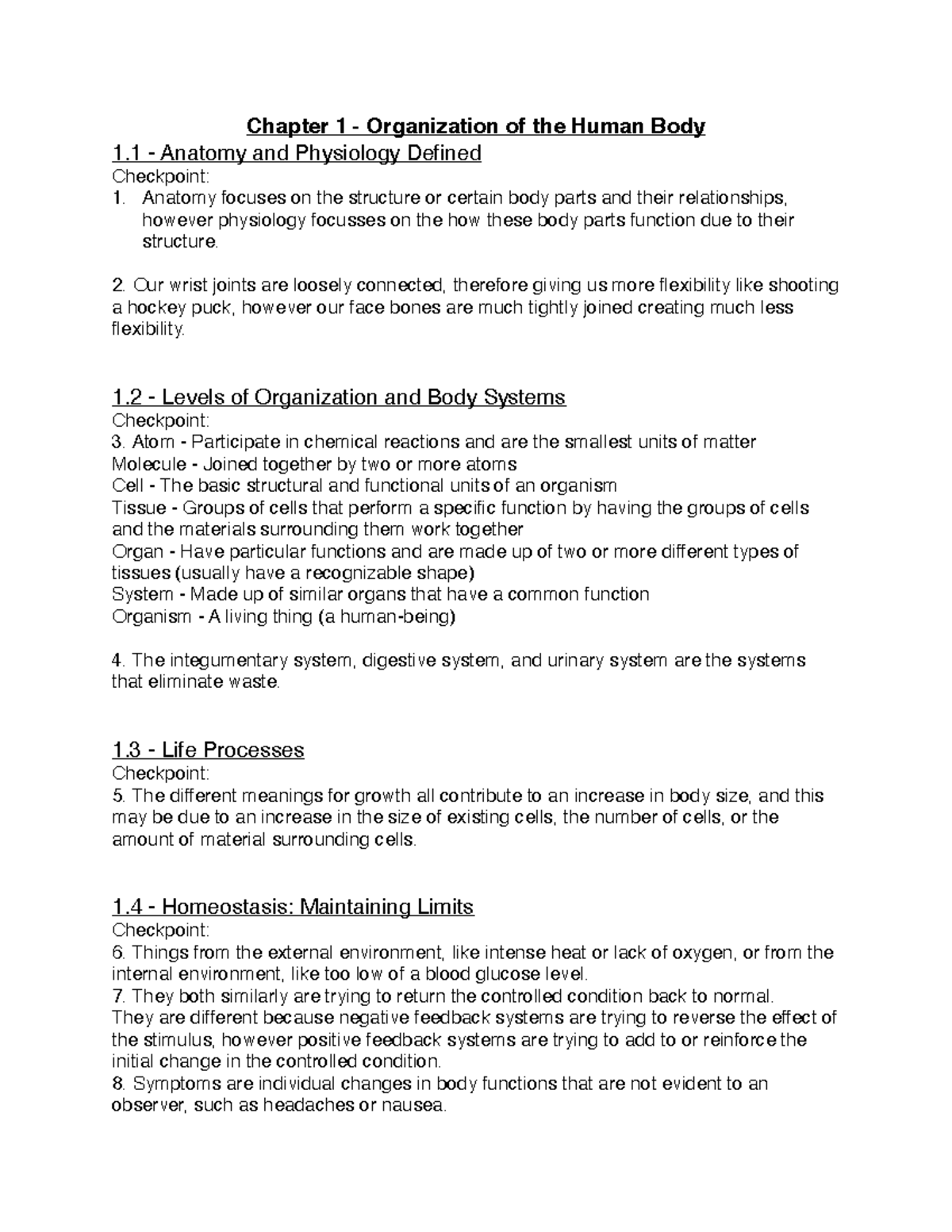 Module 1 - An Introduction to the Human Body - BIOL0501 - TRU - Studocu